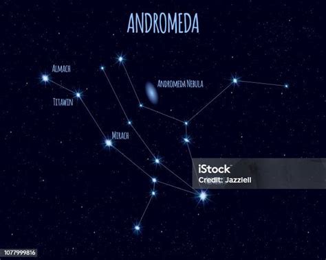 안드로메다 자리 기본적인 스타의 이름으로 벡터 일러스트 레이 션 별자리에 대한 스톡 벡터 아트 및 기타 이미지 별자리