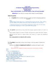 Assignment1 Spring 2021 Docx CSC 3210 Computer Organization And Programming Assignment 1