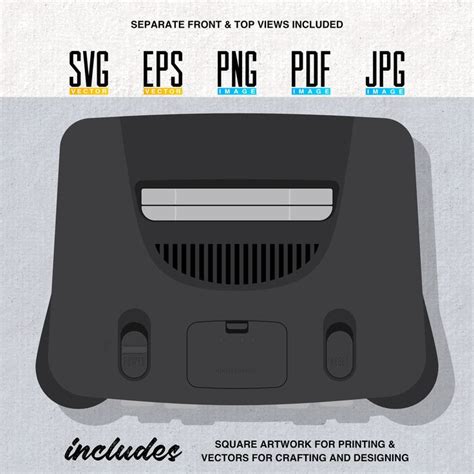 N64 Printable Artwork Retro Video Game Console Vector Editable Svg Eps