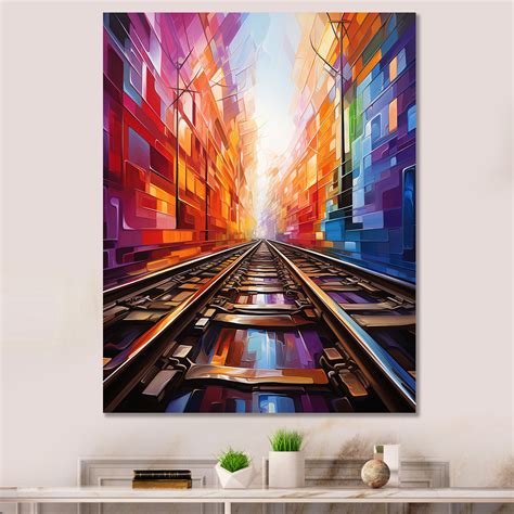 Latitude Run® Train Colourful Tracks Ii Modern Canvas Art Print