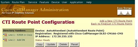 Cisco Callmanager Administration Guide Release 4 0 1 Cti Route Point Configuration [cisco