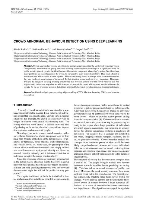 Pdf Crowd Abnormal Behaviour Detection Using Deep Learning Pdf Crowd Abnormal Behaviour Detection Using Deep Learning