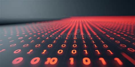 Digital Binary Code Display With Glowing Red Numbers Stock Image Image Of Double Display