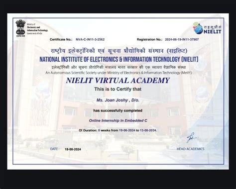 joan joshy on linkedin embeddedsystems internship learningjourney electronics nielit…