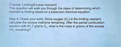 solved [tutorial limiting excess reactant] this question will walk you