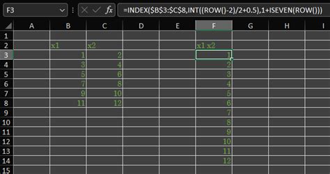 Excel How To Create A Draggable Formula For Alternating Columns And Rows Stack Overflow