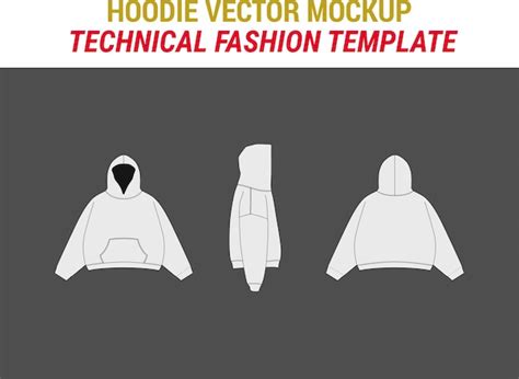 Premium Vector Hoodie Sweatshirt Flat Technical Drawing Illustration