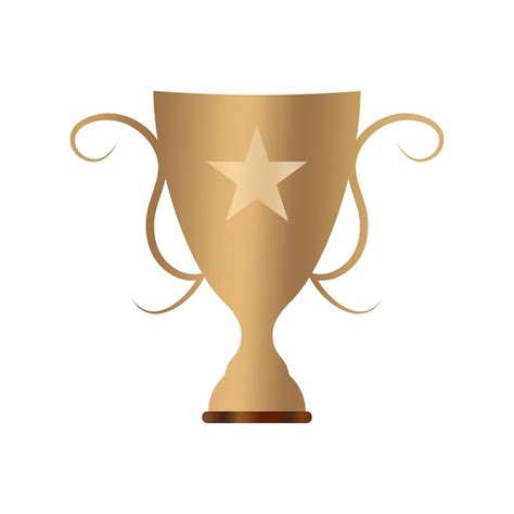 트로피 컵 아이콘 흰색 배경 벡터 일러스트 레이 션에 스타와 함께 황금 수상 컵 프리미엄 벡터