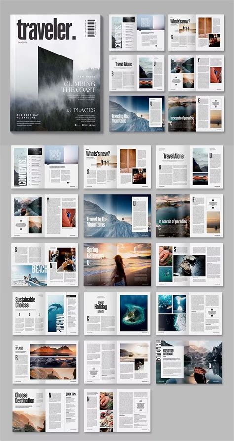 Modern Travel Magazine Template INDD Magazine Layout Design Magazine