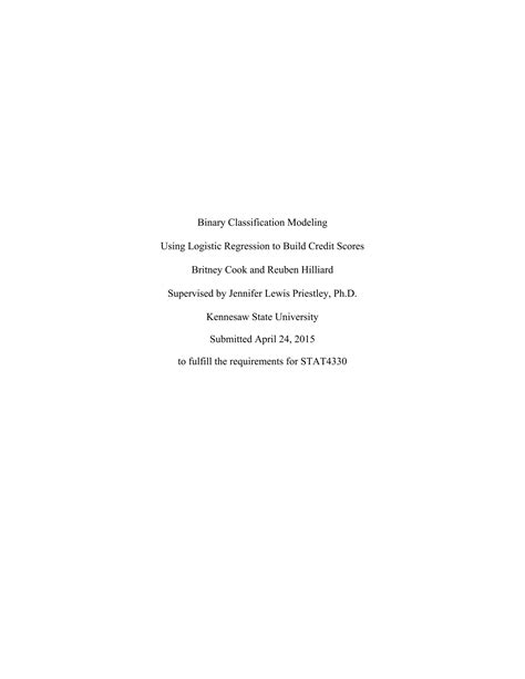 Binary Classification Final Pdf