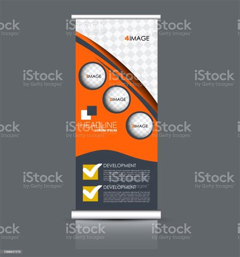 롤업 수직 배너 스탠드 템플릿입니다 비즈니스 교육 프레 젠 테이 션 광고에 대 한 추상적인 배경 개념 편집 가능한 벡터 일러스트입니다 가리기에 대한 스톡 벡터 아트 및 기타