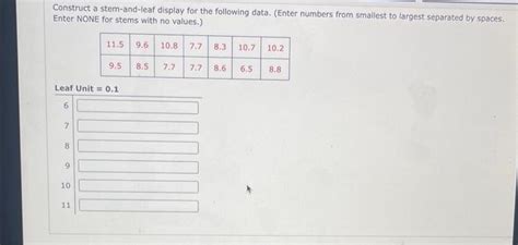 Solved Construct A Stem And Leaf Display For The Following Chegg Com