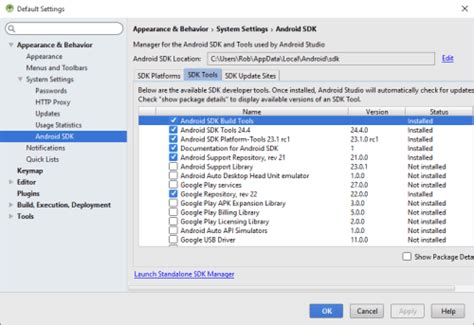 Android Studio SDK Tools Configuration Techgage