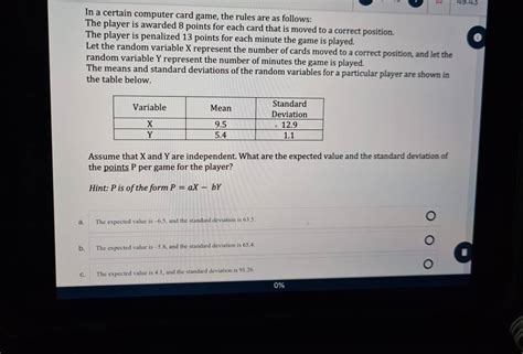 get answer 43 in a certain computer card game the rules are as