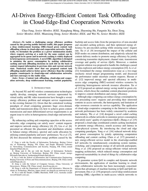 Pdf Ai Driven Energy Efficient Content Task Offloading In Cloud Edge