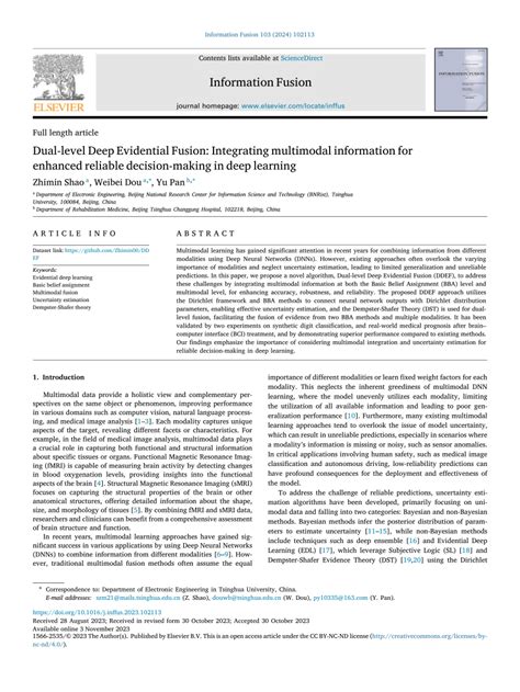 Pdf Dual Level Deep Evidential Fusion Integrating Multimodal