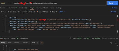 postman posts for requesting xapi data from lrs and then converting to csv dataset elearning