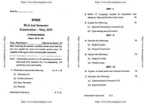 Bca 2 Sem C Programming 97665 May 2019 Bachelors S In Computer