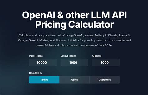 compare ai costs free llm api price calculator