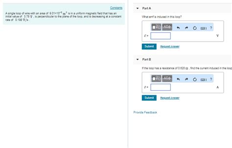 Solved Constants Part A A Single Loop Of Wire With An Area