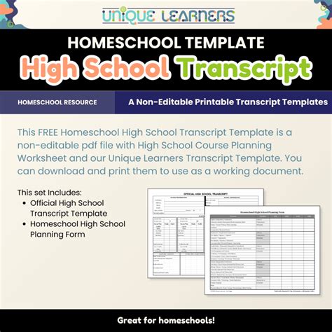Homeschool High School Transcript Template The Homeschool Platform