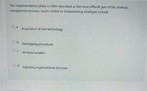Solved The Implementation Phase Is Often Described As The Chegg Com