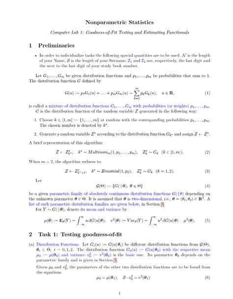 Nonparametric Statistics Computer Lab 1