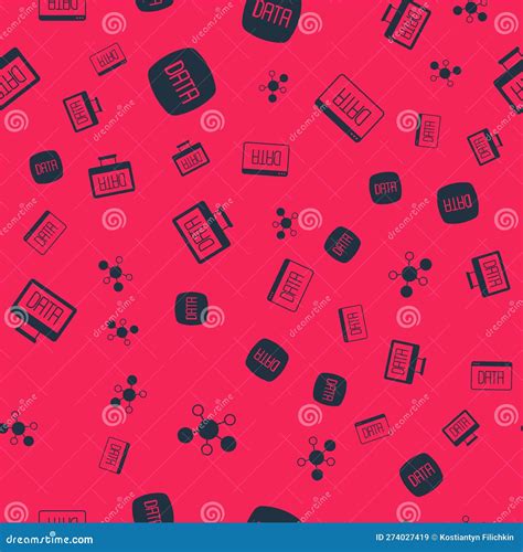 set mind map infographic data analysis and on seamless pattern