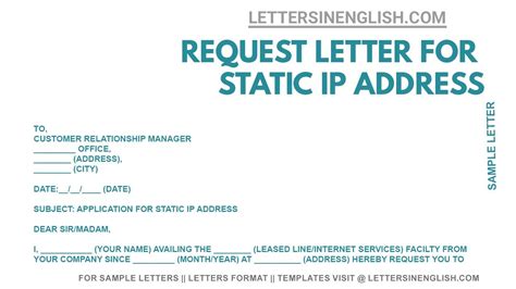 Application Letter For Static Ip Sample Request Letter For Static Ip Address Letters In