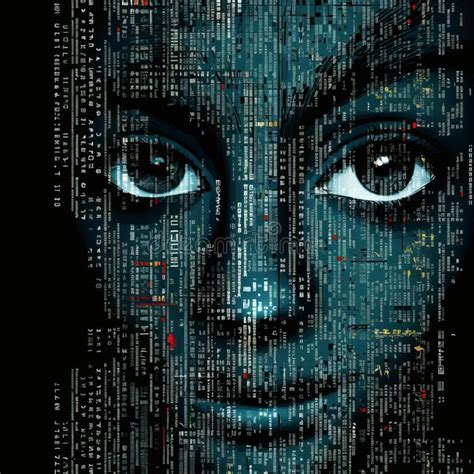 Une Image Dun Visage De Femme Fait De Code Binaire Illustration Stock
