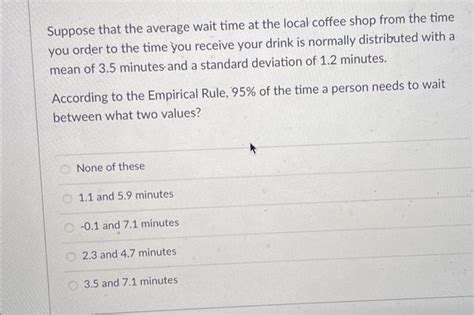 Solved Suppose That The Average Wait Time At The Local Chegg Com