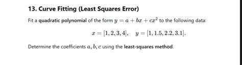 Curve Fitting Least Squares Errorfit A Quadratic