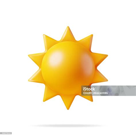 흰색으로 분리된 3d 태양 이모티콘 아이콘 태양 하늘에 대한 스톡 벡터 아트 및 기타 이미지 태양 하늘 3차원 형태 햇빛 Istock