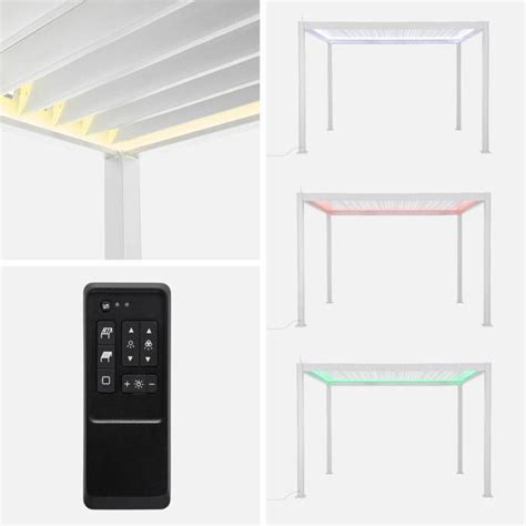 Pergola Bioclimatique électrique 4x3m Aluminium à Lames Orientables Avec éclairage Led Store