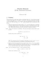 Practice With Answers Pdf Practice Exercise EC Information Economics February