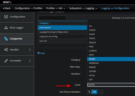tecnologia wildfly como alterar o nível de log no wildfly senior