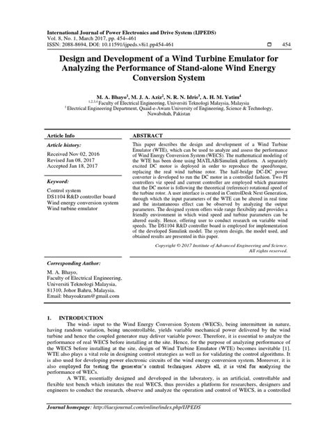 Design And Development Of A Wind Turbine Emulator Pdf Electric