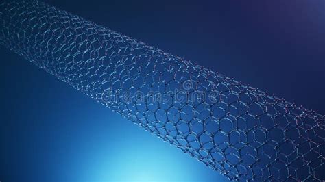 3d Illustration Structure Of The Graphene Tube Abstract Nanotechnology Hexagonal Geometric Form
