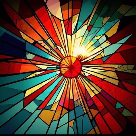 Premium Ai Image A Close Up Of A Stained Glass Window With A Sun In