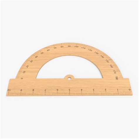 Wooden Half Circle Protractor 01 3d Model Download Stationery On