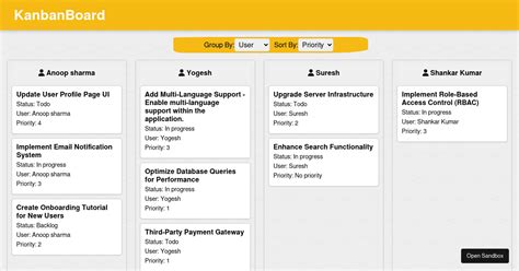 Kanban Board Codesandbox