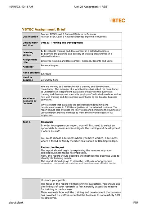 Solution Unit 21 Assignment 1 Reb Studypool