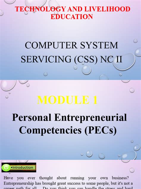 Pecs Css Pdf Entrepreneurship Goal