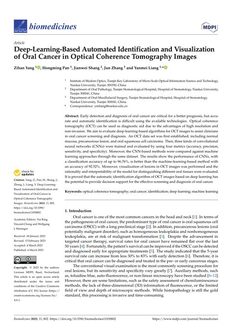 Pdf Deep Learning Based Automated Identification And Visualization Of Oral Cancer In Optical
