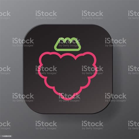 라즈베리 과일 개요 아이콘 접시에 분홍색 베리가 있는 검은색 사각형 단추 회색 배경에 격리된 플랫 기호 벡터 그림 건강 한 영양 개념입니다 건강한 식생활에 대한 스톡 벡터