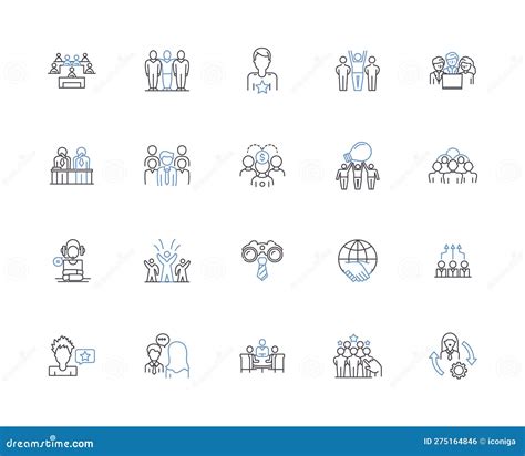 Executive Management Line Icons Collection Administrative Leadership