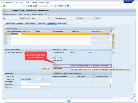 3145242 Fp05fpcpl Field Usage Text Is Too Short To Display The Complete Note To Payee Sap
