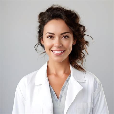 Premium Ai Image A Woman In A Lab Coat Is Smiling And Wearing A Lab Coat