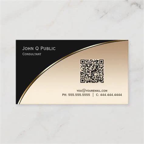 Qr Code Elegant Professional Modern Black Gold Business Card Zazzle