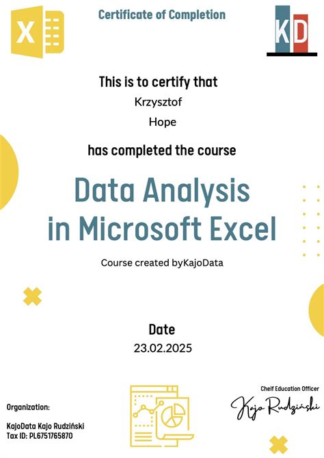 Excel Dataanalysis Datavisualization Dashboards Certificate Krzysztof H